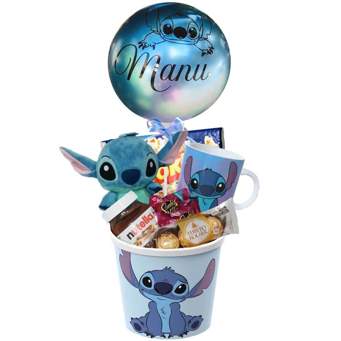 Cesta Do Stitch Com Caneca Personalizada Carol Cestas Sp